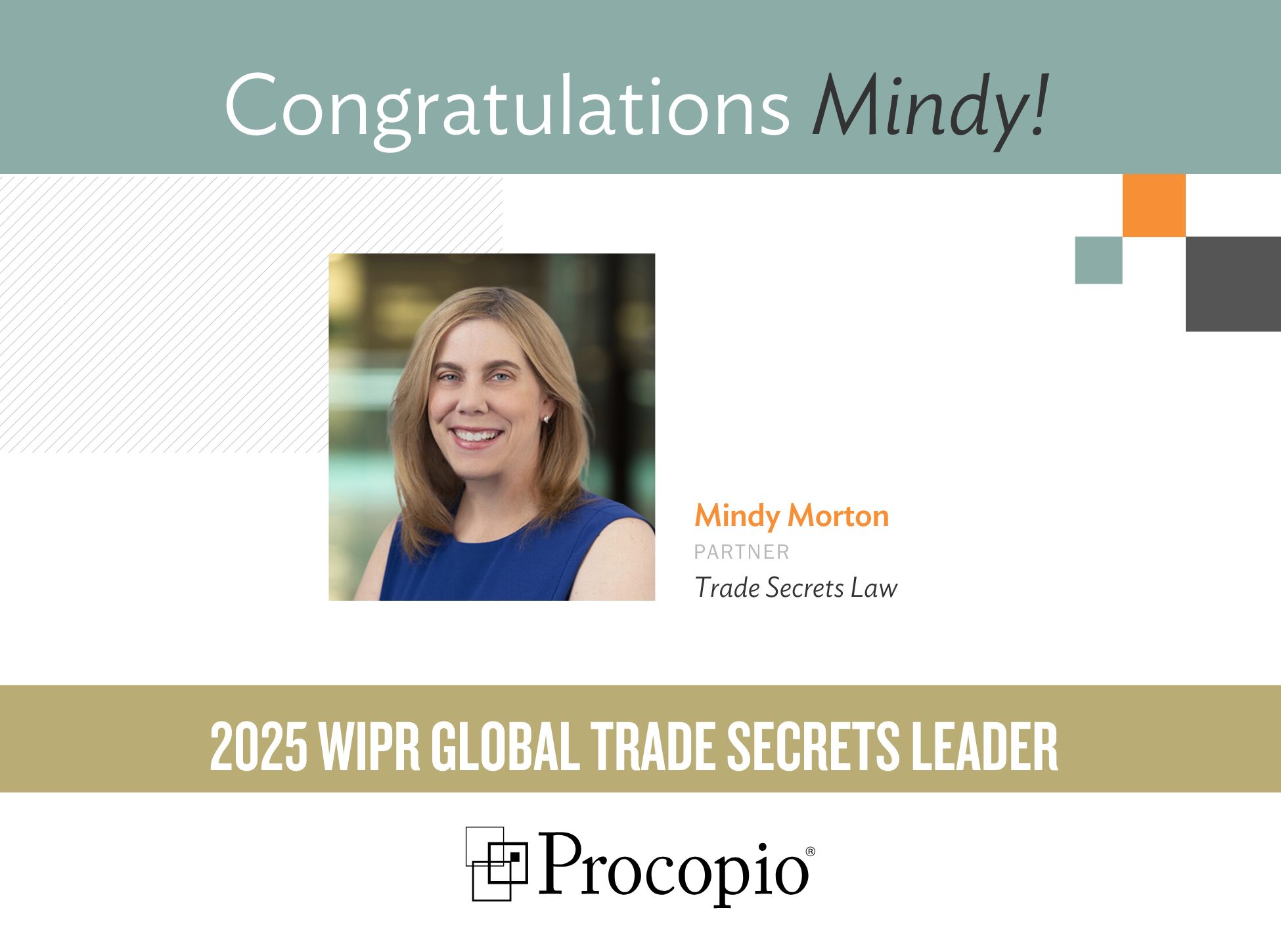 Mindy Morton Named a Global Trade Secrets Leader by WIPR - Procopio | Procopio